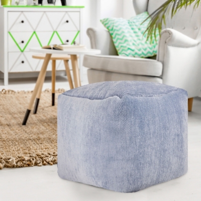 Click here for Yakar Solid Chenille Pouf  Light Blue prices