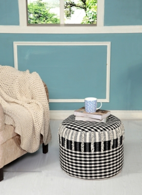 Click here for Enigma Plaid Pouf  Black prices