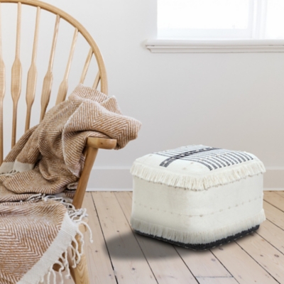 Click here for Monarch Striped Pouf  White prices