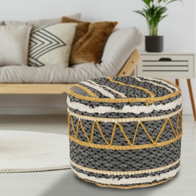 Click here for Enigma Striped Pouf  Black prices