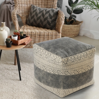 Click here for Pacifica Tribal Pouf  Tan prices