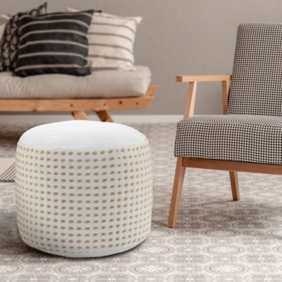 Click here for Zion Geometric Pouf  White prices
