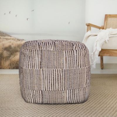 Click here for Andros Geometric Cube Pouf  Brown prices