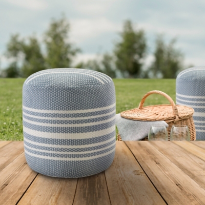 Click here for Atlantis Striped Indoor/Outdoor Pouf  Blue prices