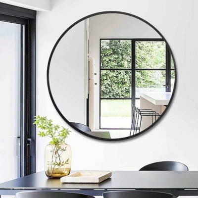 Click here for Dulcea Large Classic Round Accent Mirror  Black prices
