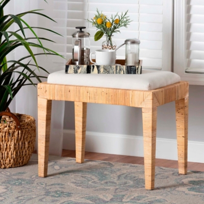 Click here for bali & pari Sofia Rattan Ottoman  White/Natural Br... prices