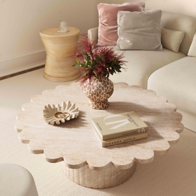 Click here for TOV Furniture Blossom Coffee Table  Travertine prices