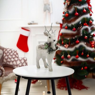 Click here for Galt International Snowfall Reindeer Decor  White prices