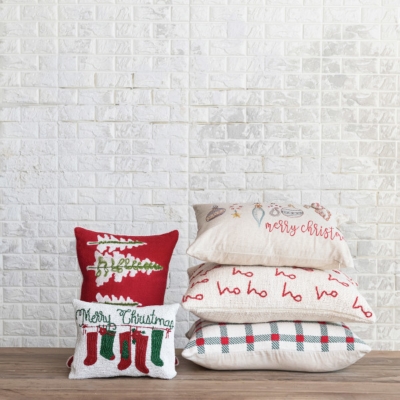 Click here for Santa Ho Ho Ho Pillow  Natural/Red prices