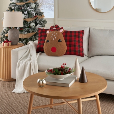 Click here for Mina Victory Holiday Plaid Reindeer Pillow (Set of... prices