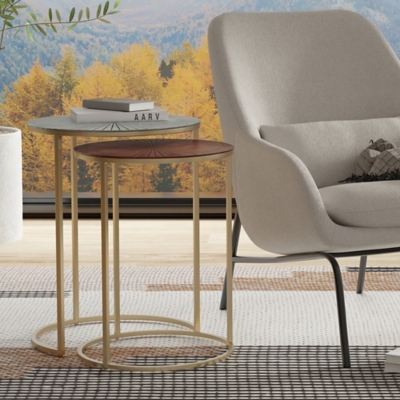 Click here for Simpli Home Drake 2 Piece Nesting End Table  Antiq... prices
