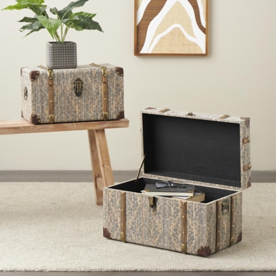 Click here for Bayberry Lane Floral Storage Trunk with Studs (Set... prices