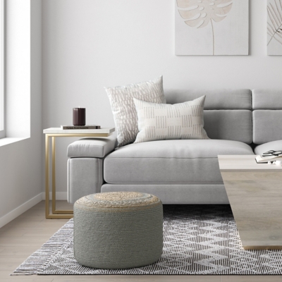 Click here for Simpli Home Serena Braided Pouf  Dove Gray prices