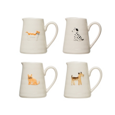 Storied Home Embossed Cat and Dog Design Pitchers Set of 4 | Ashley