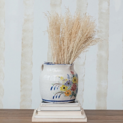 Click here for Storied Home Floral Terra-cotta Crackle Glaze Pitc... prices