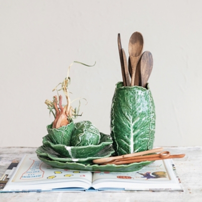 Click here for Storied Home Hand-Painted Embossed Cabbage Plate (... prices