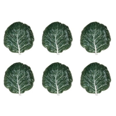 Storied Home Hand-Painted Embossed Cabbage Plate (Set of 6) | Ashley