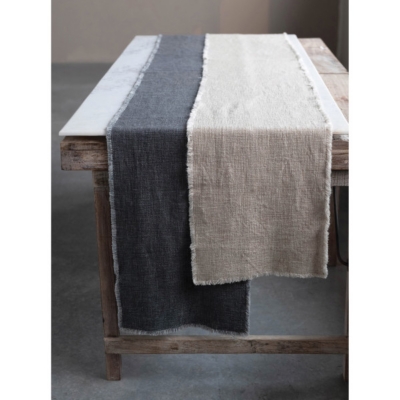 Click here for Storied Home Table Runner with Frayed Edges  Natur... prices