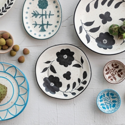 Click here for Storied Home Edge Plate with Floral Design  Black/... prices