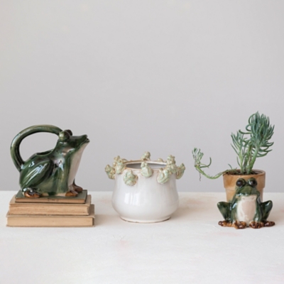 Click here for Storied Home Frog Watering Pitcher  Green prices