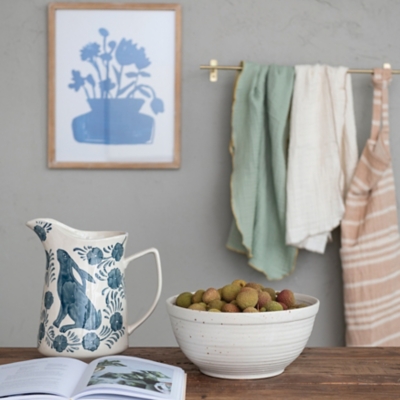 Click here for Storied Home Stoneware Pitcher with Painted Rabbit... prices