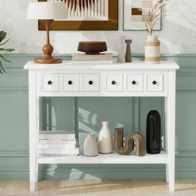 Click here for Dovelina Trecy Console Table with Open Shelf  Whit... prices