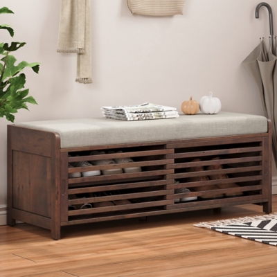 Click here for Dovelina Tresy Storage Bench Ottoman  Brown prices
