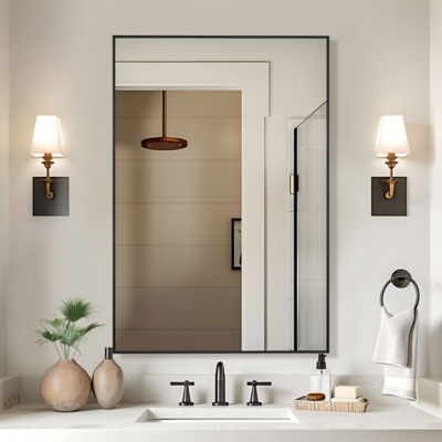 Click here for Dovelina Feronia Rectangle Wall Mirror  Black prices