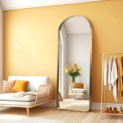 Click here for Dovelina Dulcea Arched Deep Frame Wall Mirror  Gol... prices