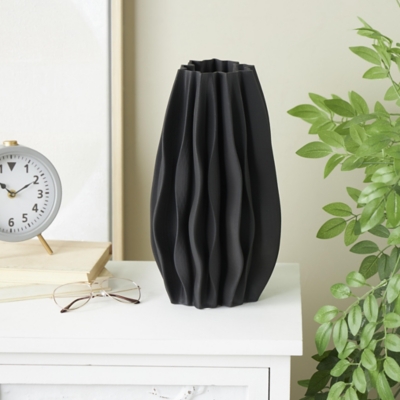 Click here for Bayberry Lane Wavy Ribbed Vase  Black prices