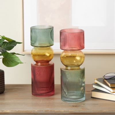 Click here for Bayberry Lane Ribbed Stones Vase (Set of 2)  Multi prices