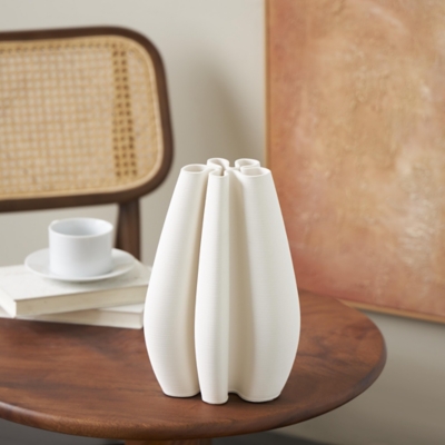 Click here for Bayberry Lane Concaved Vase  White prices