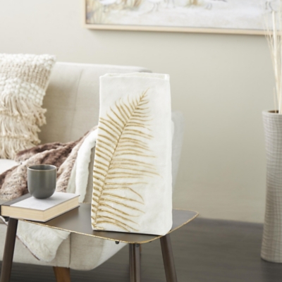 Click here for Bayberry Lane Leaf Imprint Vase  White prices
