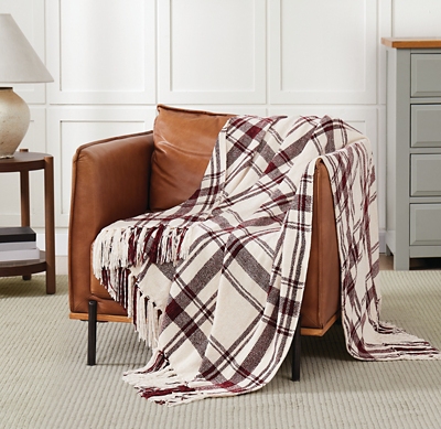 Click here for Truly Soft Solid Throw  White/Burgundy prices