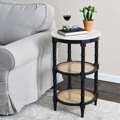 Click here for Storied Home End Table with 2 Shelves  Black prices