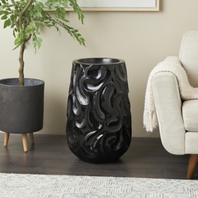 Click here for Bayberry Lane Wavy Textured Decorative Vase  Black prices
