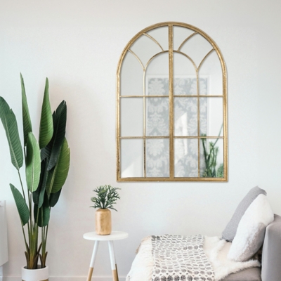 Click here for Storied Home Arched Windowpane Wall Mirror  Gold prices