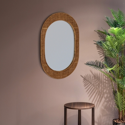 Click here for Storied Home Oval Rattan Framed Wall Mirror  Natur... prices