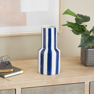 Click here for Bayberry Lane Vase with Blue Stripes  White prices