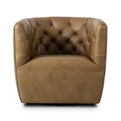Click here for Ashley Luxe Top-Grain Leather Barrel Swivel Accent... prices