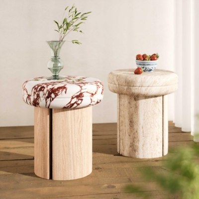 Click here for TOV Furniture Sheila Side Table  Travertine prices