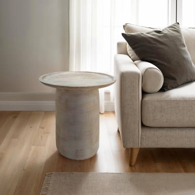 Click here for Benzara Oais End Table  Distressed White prices