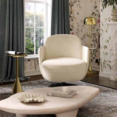 Click here for TOV Furniture Solange Swivel Accent Chair  Cream prices