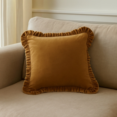 Click here for Storied Home Square Ruffled Decorative Throw Pillo... prices