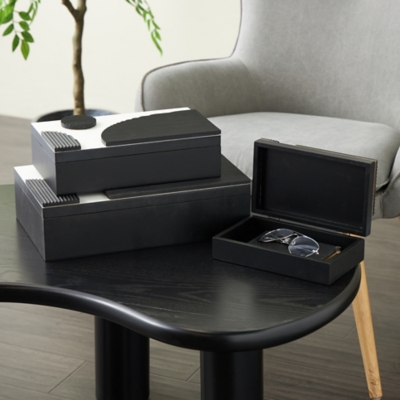 Click here for Bayberry Lane Decorative Box (Set of 3)  Black prices