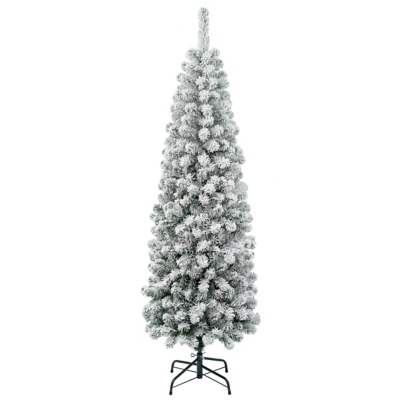 National Tree Company 6' Slim Flocked Acacia Artificial Christmas Tree ...
