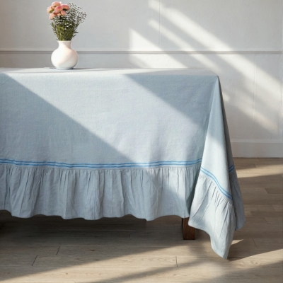 Click here for Storied Home Embroidered Tablecloth  Blue prices
