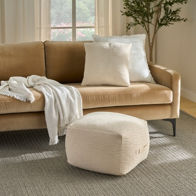 Click here for Nourison Lifestyle Indoor/Outdoor Pouf  Ivory prices