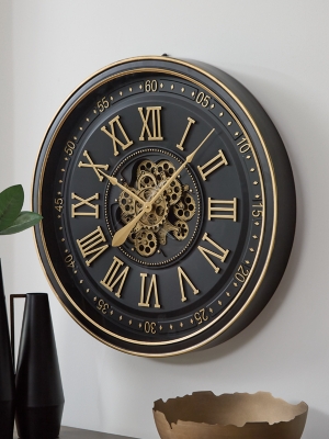 Click here for Dairton Metal And Glass Wall Clock  Black/Gold Fin... prices