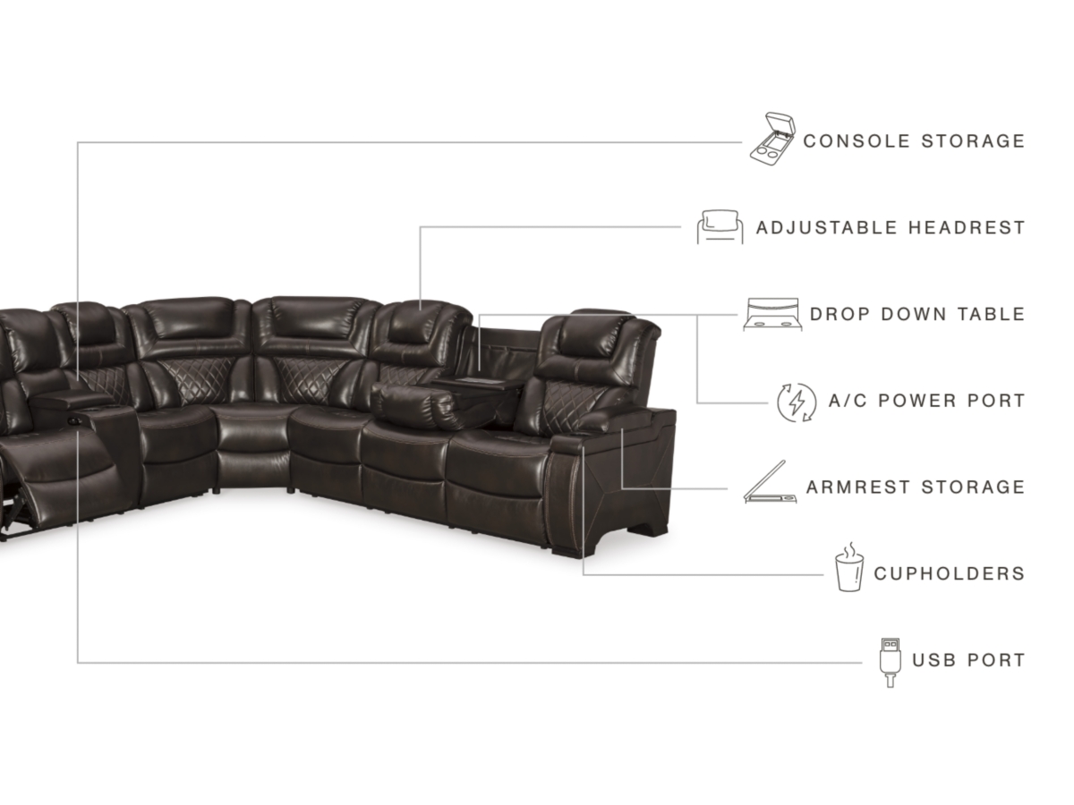Warnerton 3 Piece Dual Power Reclining Sectional